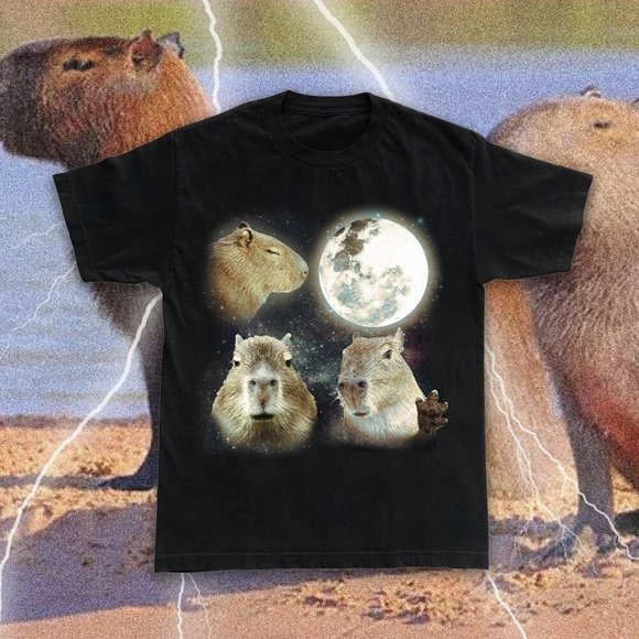 Tops | Capybara Howling At The Moon Tshirt Meme Tee Shirt | Poshmark